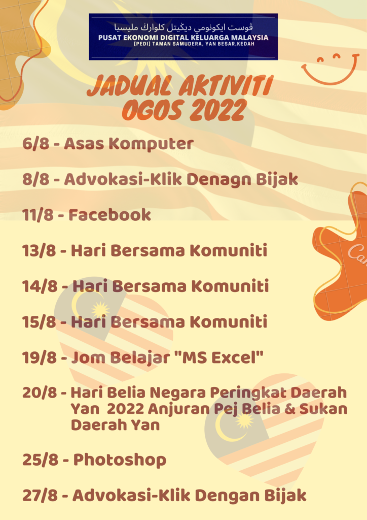 Jadual Aktiviti Bulan Ogos 2022 – NADI Taman Samudera